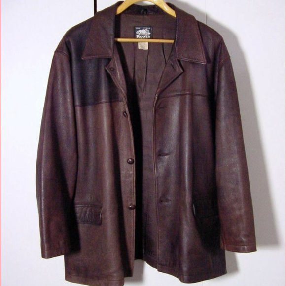 Roots | Jackets & Coats | Vtg Cigar Brown Soft Pebble Leather Button ...